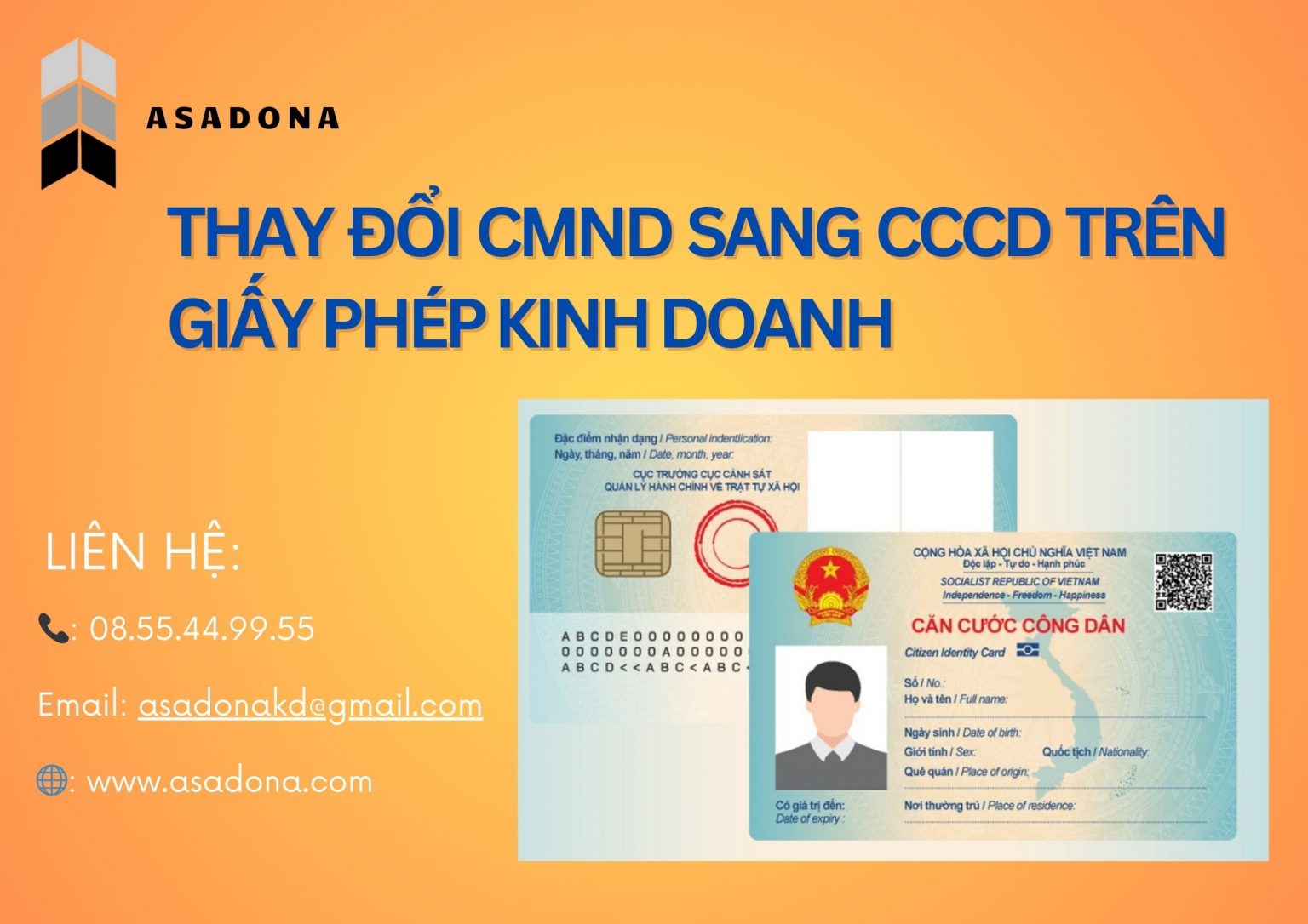 THAY ĐỔI CMND SANG CCCD TRÊN GIẤY PHÉP KINH DOANH - ASADONA